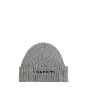 ANINE BING Logo Wool Hat - Grey