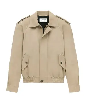 Saint Laurent Button Detailed Bomber Jacket - Nude