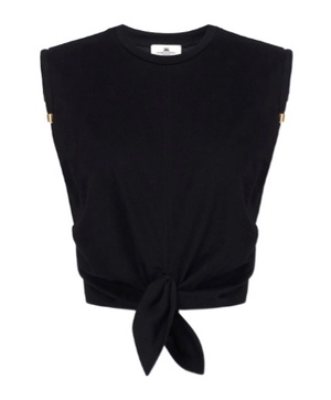 Elisabetta Franchi Jersey T-shirt With Knot - Black