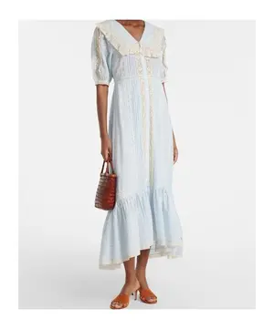 Rixo Edina Embroidered Cotton Midi Dress