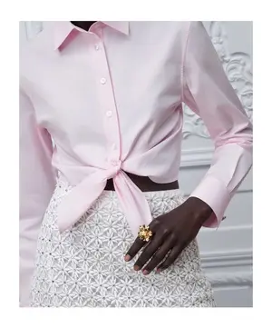 Dior Cropped Blouse With Front Tie Detail - Pink