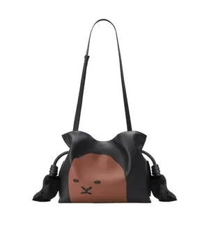 Loewe Medium Lion Intarsia Flamenco Shoulder Bag - Black/pecan