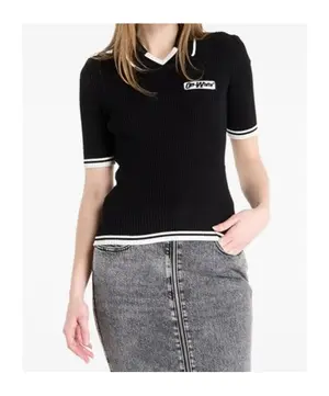 Off-White Ribbed Short-sleeve Top