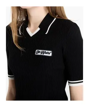 Off-White Ribbed Short-sleeve Top
