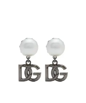 Dolce & Gabbana Dolce Gabbana Logo Plaque Clip On Earrings - White