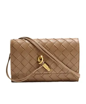 Bottega Veneta Andiamo Clutch With Shoulder Strap - Brown