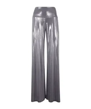 Norma Kamali Metallic Flared Trousers - White