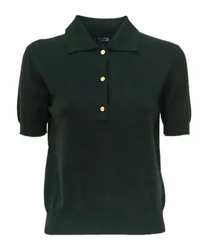 Max Mara Pomposa Short-sleeved Knitted Polo Shirt - Black