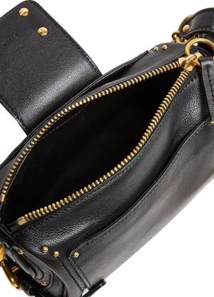 Chloé Leather Shoulder Bag With Signature Saddle Stitch And Lock Detail