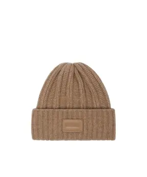 Max Mara Macbeth Logo Patch Beanie - Beige