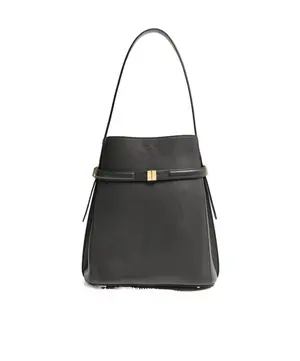 TOTEME Belted Leather Bucket Bag - Black