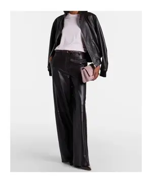 Nour Hammour Coda Leather Wide-leg Pants - Black