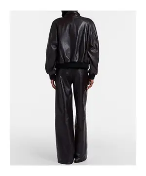 Nour Hammour Coda Leather Wide-leg Pants - Black