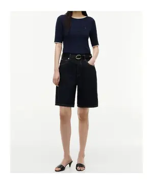 Tommy Hilfiger High Rise Straight Denim Bermuda Shorts