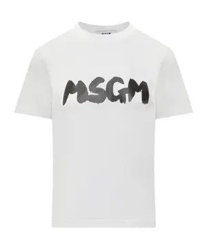 MSGM Logo Printed Crewneck T-shirt - White