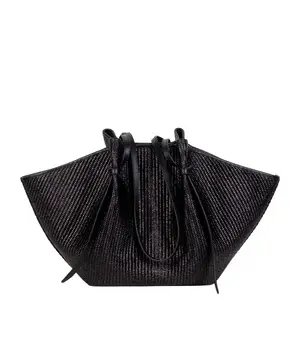Yuzefi Woven Details Shoulder Bag - Black