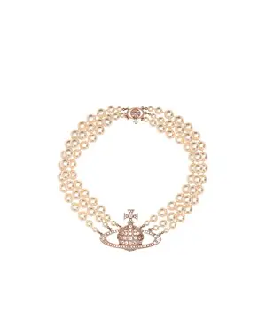 VIVIENNE WESTWOOD Pearl Necklace With Orb Pendant - Yellow