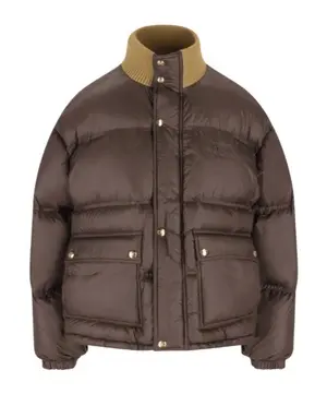 Celine Puffer Jacket In Light Nylon - Brown