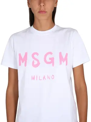 MSGM Logo Printed Crewneck T-shirt