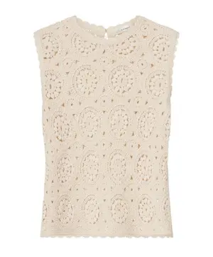 FRAME The Crochet Cotton Top - Nude