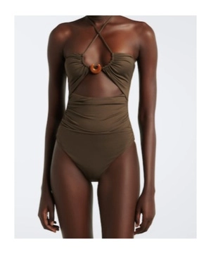 Magda Butrym Ruched Halterneck Swimsuit