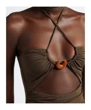 Magda Butrym Ruched Halterneck Swimsuit