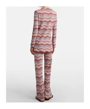 Rixo Boni Chevron Cotton Flared Pants
