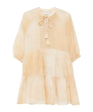 ERMANNO FIRENZE Tassel-detail Embroidered Mini Dress - Nude