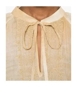 ERMANNO FIRENZE Embroidered Tassel Detail Mini Dress - Nude