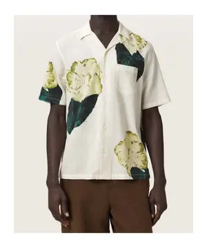 ALLSAINTS Nouvelle Short Sleeve Linen Blend Shirt - Ecru