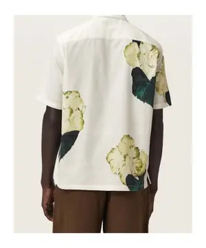 ALLSAINTS Nouvelle Short Sleeve Linen Blend Shirt - Ecru
