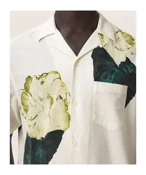 ALLSAINTS Nouvelle Short Sleeve Linen Blend Shirt - Ecru