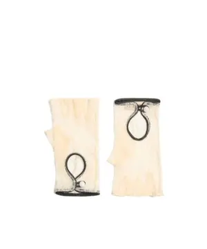 Valentino Garavani Vlogo Signature Biker Gloves In Lace And Leather - Nude