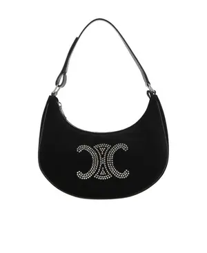 Celine Logo Zipper Shoulder Bag - Black