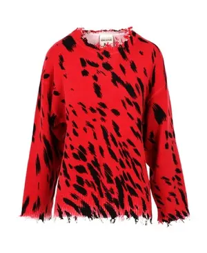 SEMICOUTURE Spotted Round Neck Sweater - Red