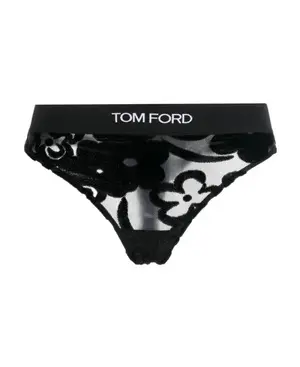 TOM FORD Floral-print Logo-waist Thong
