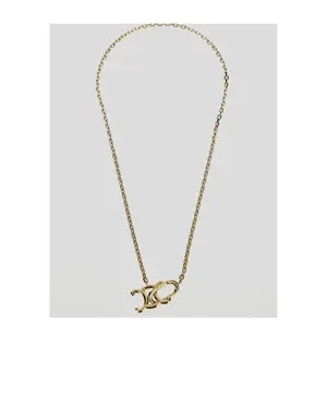 Celine Triomphe Lock Necklace In Brass With Gold Finish