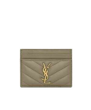Saint Laurent Cassandre Matelassé Card Case - Gray