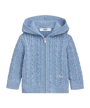 Dior Hooded Zipper Knit Sweater - Blue