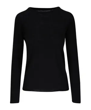 Majestic Filatures T-shirt With Round Neck And Long Sleeves - Black