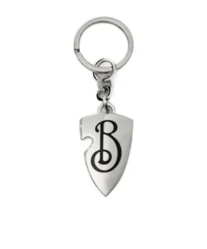 Burberry B Shield Logo Engraved Key Ring