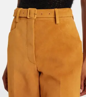 Gabriela Hearst Norman Belted Suede Wide-leg Pants - Brown