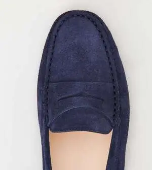 TOD'S Suede Penny Loafers With Rubber Bean Sole