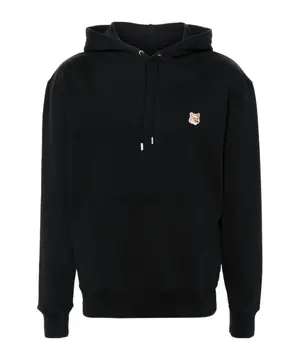 Maison Kitsuné Fox Head Patch Drawstring Hoodie - Black
