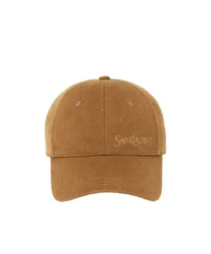 Saint Laurent Logo Embroidered Baseball Cap - Light Brown