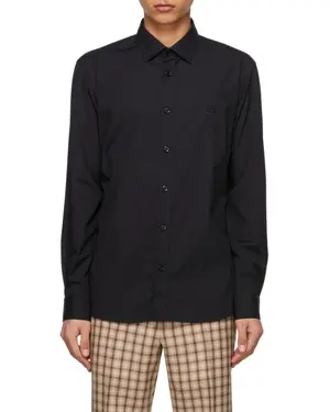 Burberry Logo Embroidered Button-up Shirt