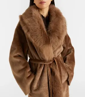 Nour Hammour Isadora Shearling Wrap Coat
