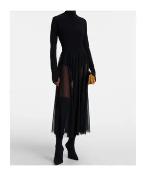Norma Kamali Sheer Jersey And Mesh Midi Dress