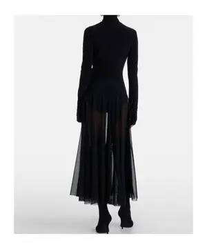 Norma Kamali Sheer Jersey And Mesh Midi Dress