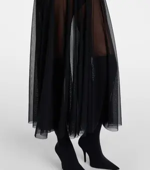 Norma Kamali Sheer Jersey And Mesh Midi Dress
